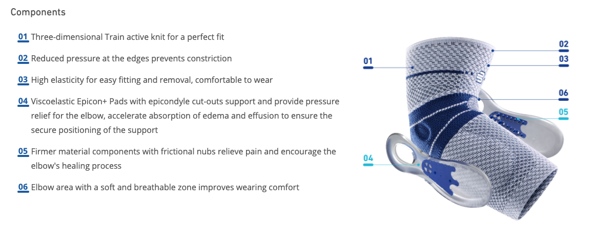 Pisces Healthcare Solutions. Bauerfeind EpiTrain Elbow Brace Titan/Blue