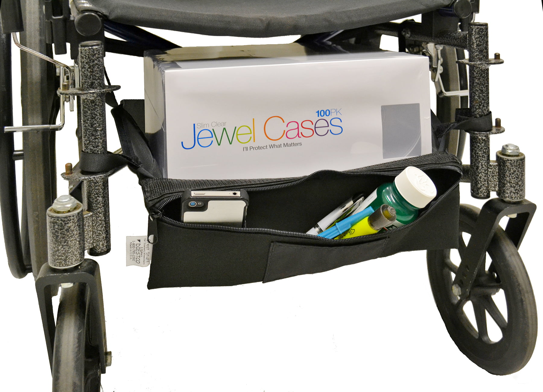 Pisces Healthcare Solutions. Under Wheelchair Cargo Storage Bag and Shelf
